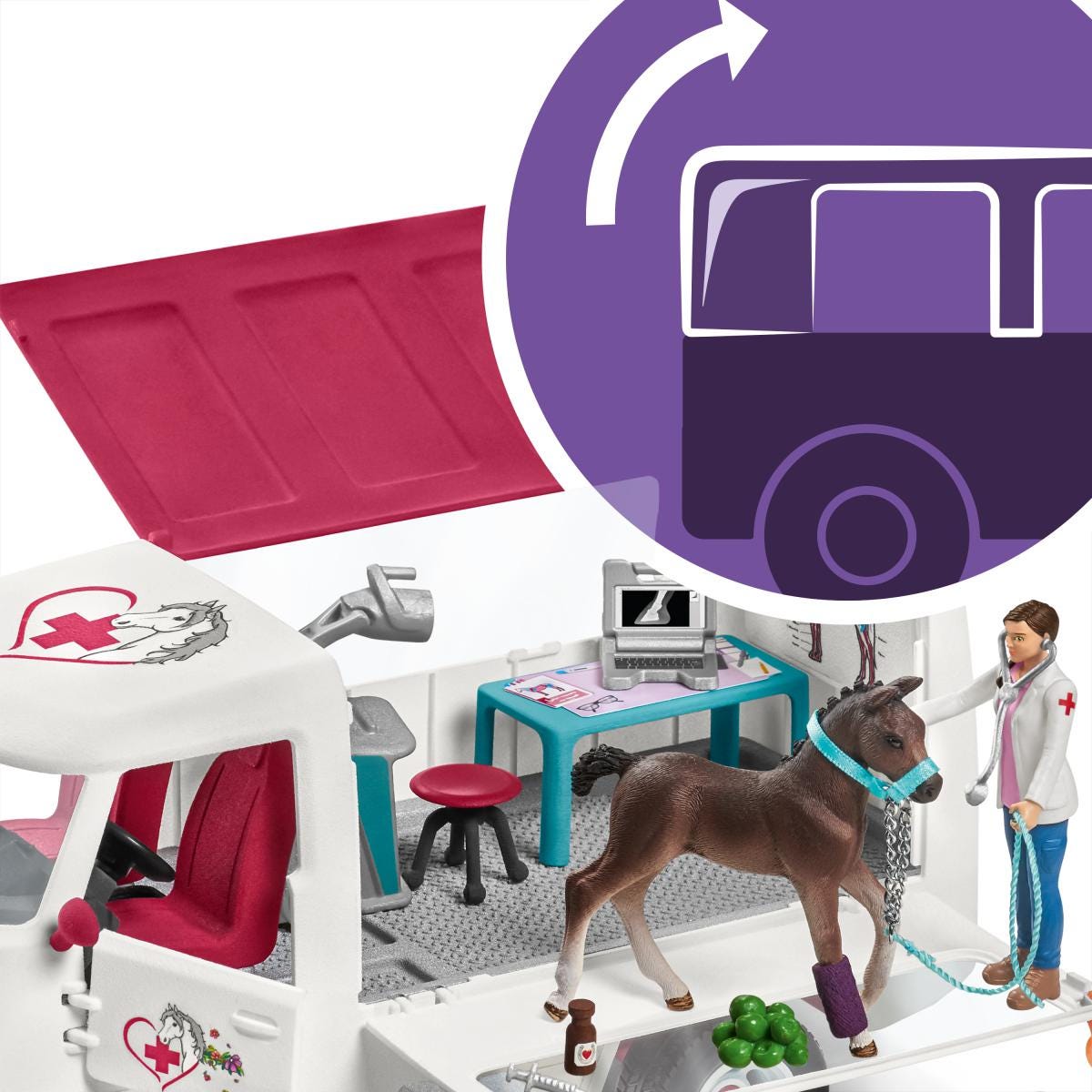 Schleich MOBILNA LECZNICA DLA ZWIERZĄT ZE ŹREBIĘCIEM RASY HANOWERSKIEJ ...
